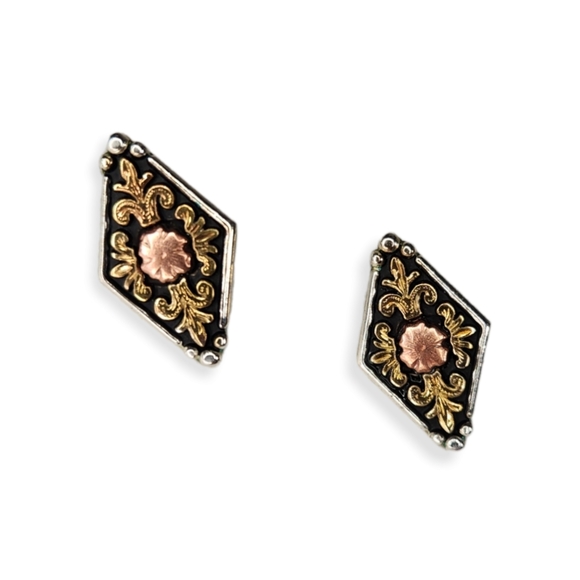 Brighton | Jewelry | Brighton Tri Tone Metal Earrings | Poshmark